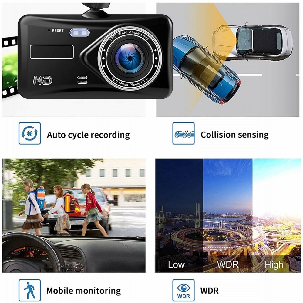 JUSTOP T60 Dash Cam 1080P Full HD In Car DVR Camera Digital Driving ...